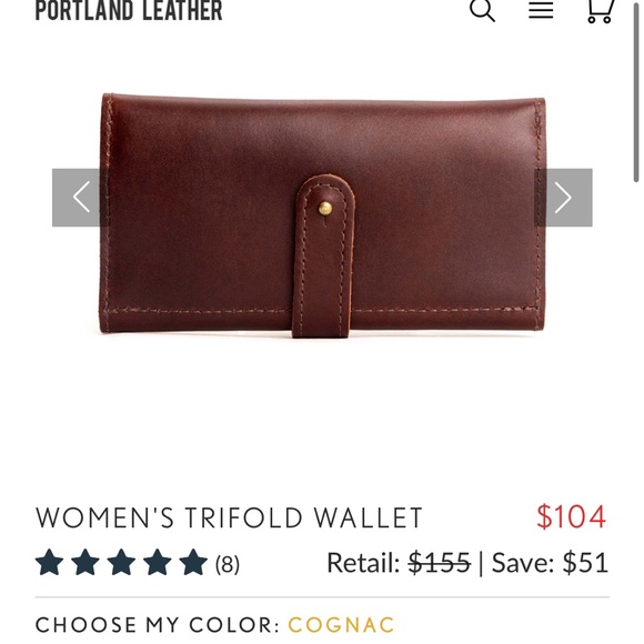 Portland Leather | Bags | Portland Leather Cognac Tri Fold Wallet ...